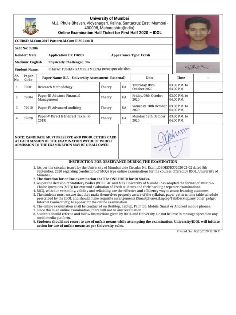MCom 2 Hall Ticket PDF | Download Free PDF | Communication | Computing