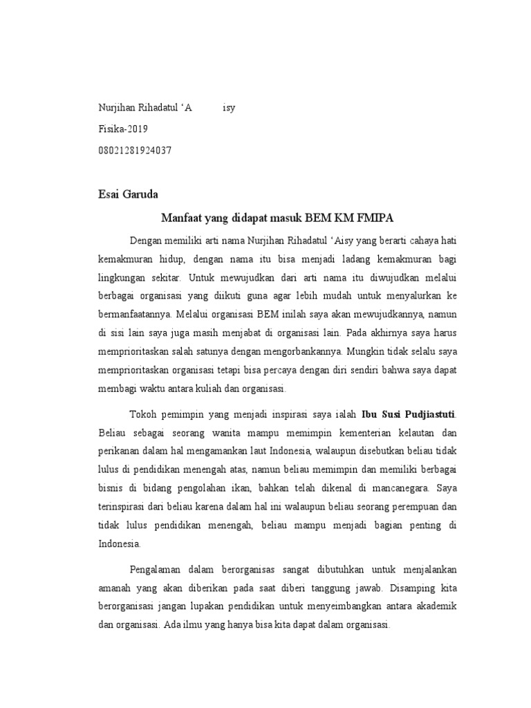 Contoh Esai | PDF | Karier & Perkembangan | Pengembangan Diri