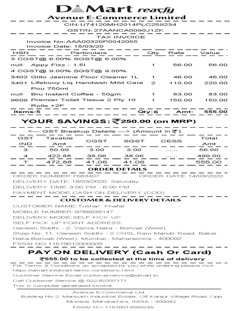 Avenue E-Commerce Limited: Your Savings | PDF