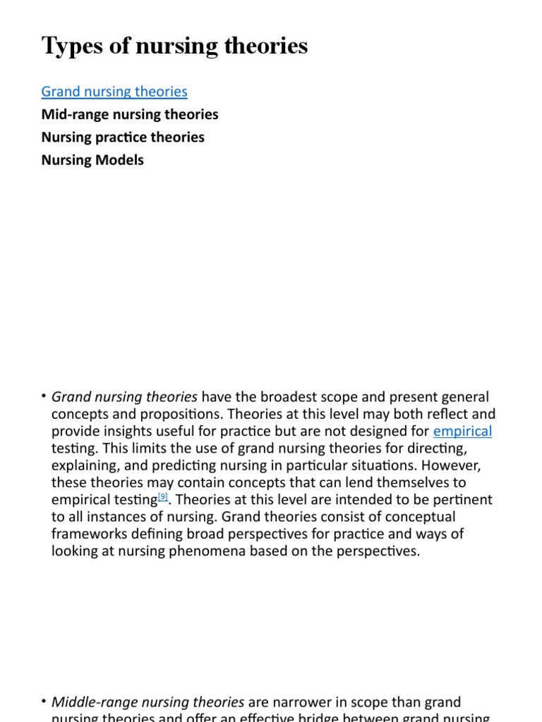 Types of Nursing Theories | Download Free PDF | Psychological Concepts ...