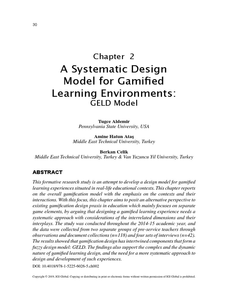A Systematic Design Model For Gamified Learning Environments | PDF ...