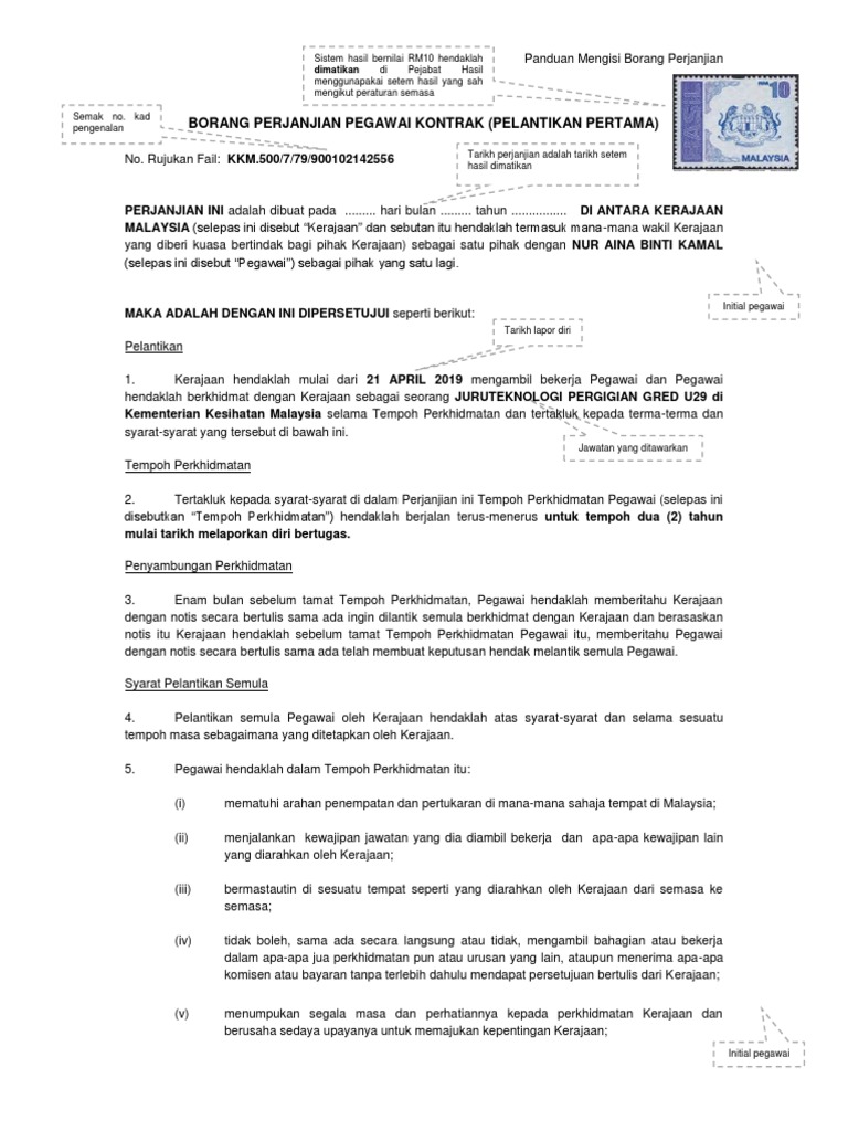 Panduan - Mengisi - Borang - Perjanjian - Lantikan - Kontrak - KKM | PDF