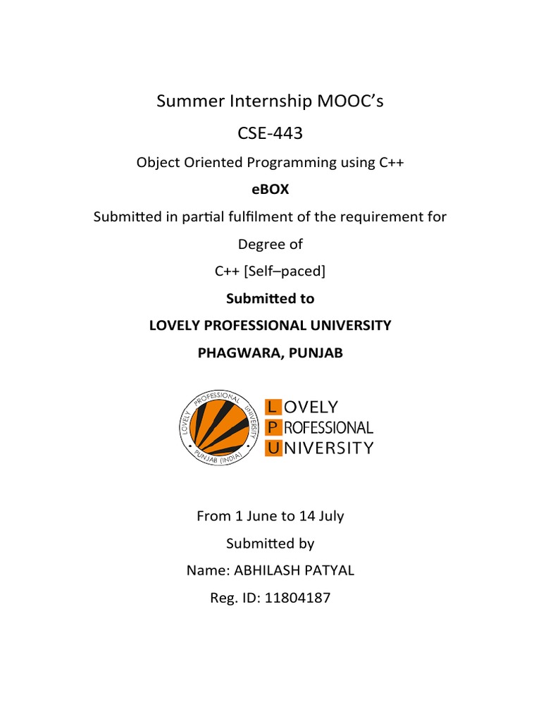 Summer Internship Moocs Cse 443 Object Oriented Programming Using C Pdf Inheritance