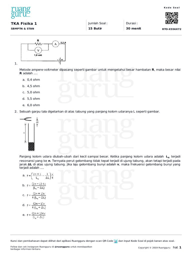 TKA Fisika 1 PDF | PDF | Sains & Matematika