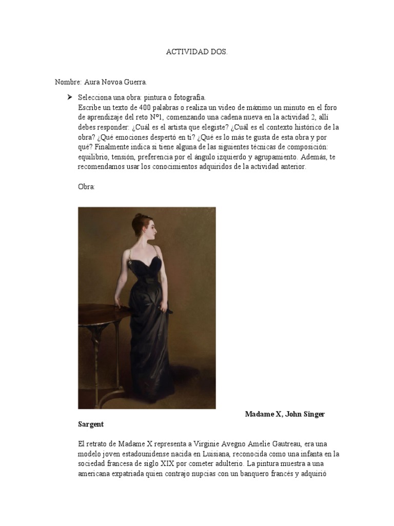 Madame X, John Singer Sargent. | PDF | John Singer Sargent | Pinturas