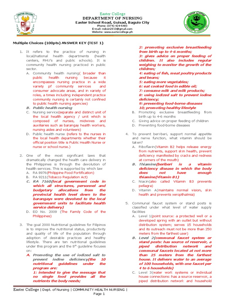 CHN Questions With Rationale | PDF | Nursing | Vitamin