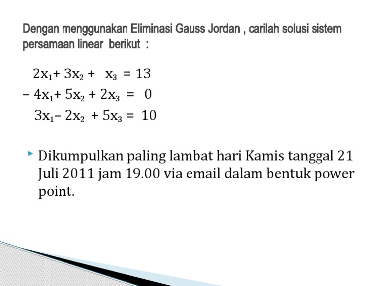 Solusi Sistem Persamaan Linear 3 Variabel | PDF