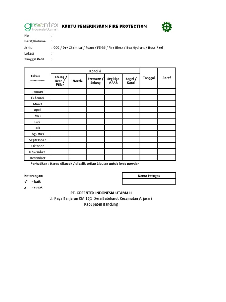 Checklist Fire Extinguisher | PDF