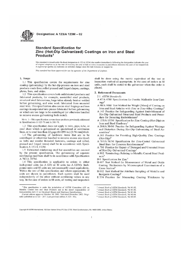 Astm A123 PDF | PDF