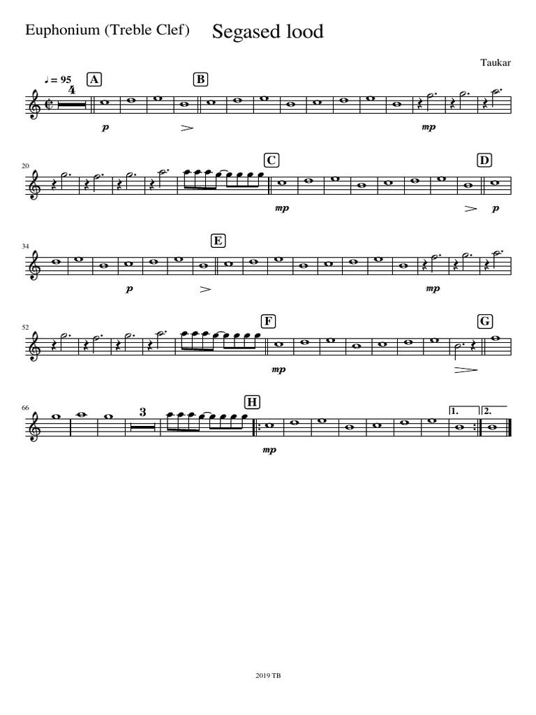 Segased Lood: Euphonium (Treble Clef) | PDF