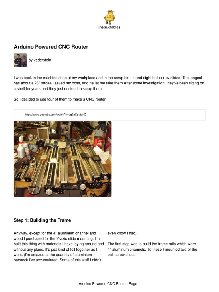 Arduino Powered CNC Router: Step 1: Building The Frame | PDF ...