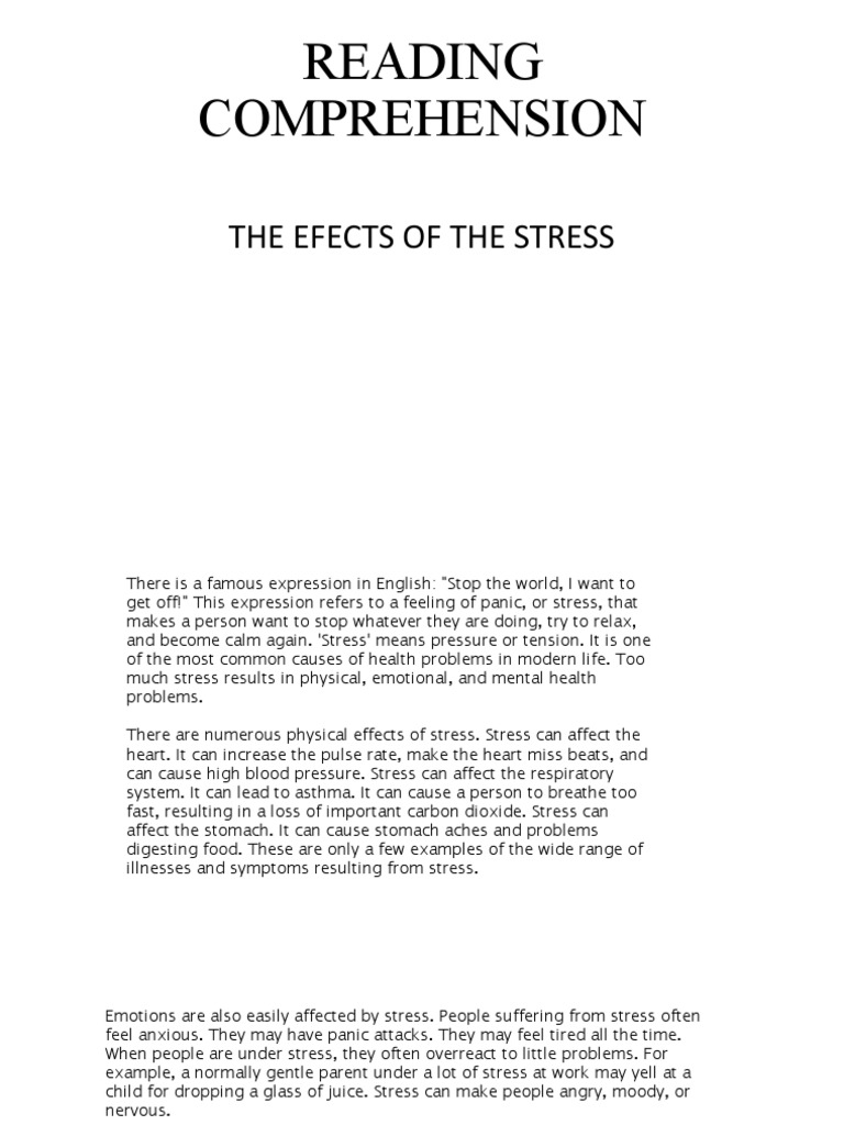 Reading Comprehension: The Efects of The Stress | PDF | Stress (Biology ...