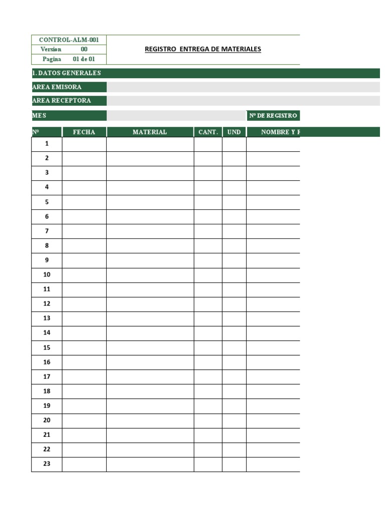 Formato Entrega de Materiales | PDF
