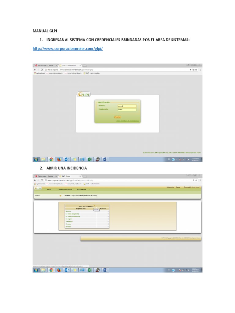 Creacion de Ticket Glpi | PDF