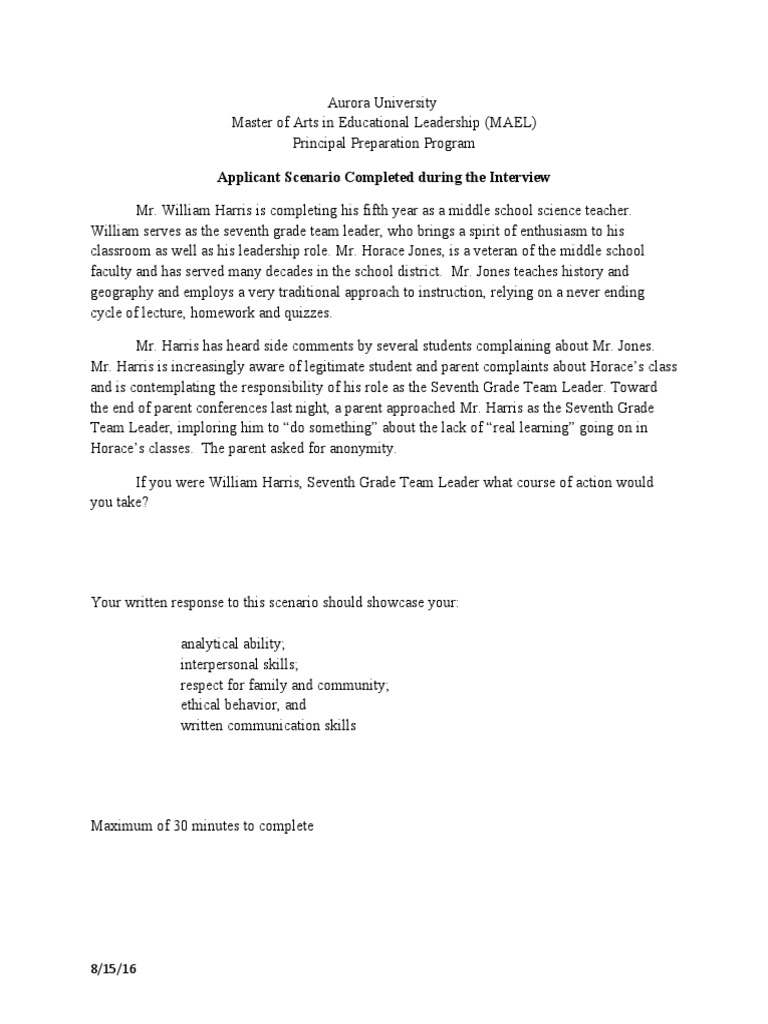 Applicant Written Scenario | PDF