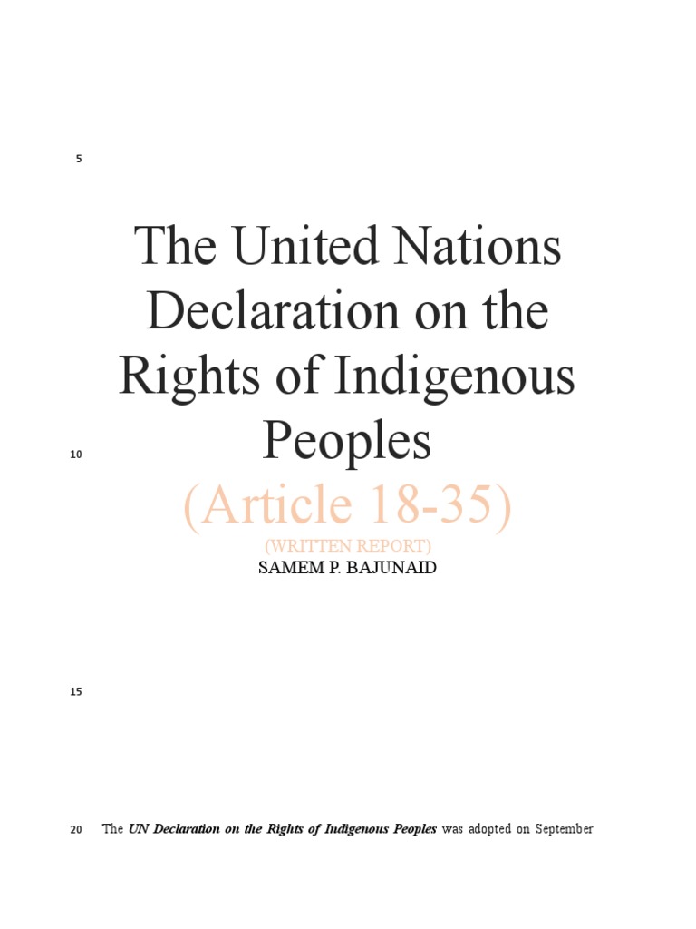 The United Nations Declaration On The Rights of Indigenous Peoples ...