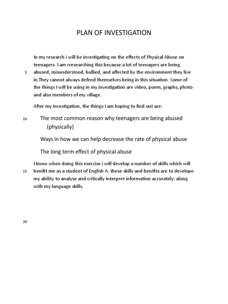 Plan of Investigation | PDF | Child Abuse | Adolescence