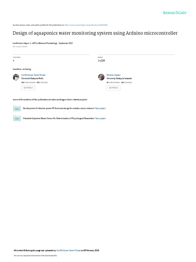 Design of Aquaponics Water Monitoring System Using Arduino Microcontroller | PDF | Aquaponics ...