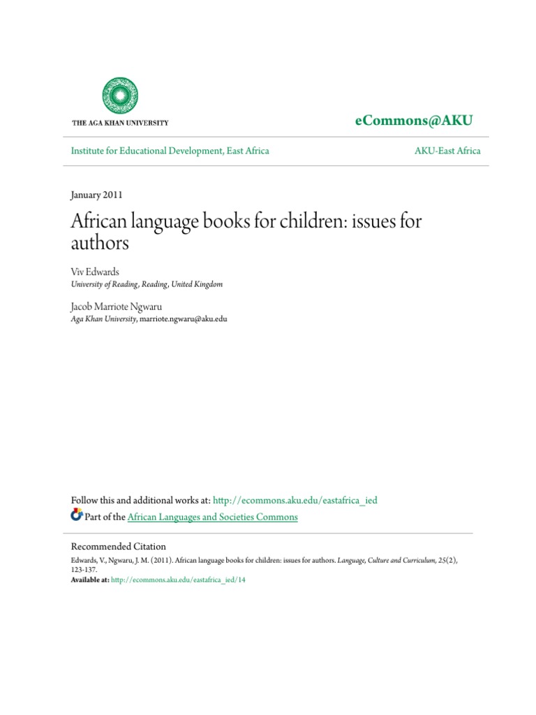 African Language Books For Children Issues For Authors | PDF ...