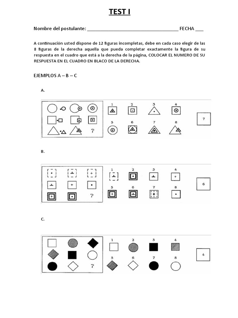 Test de Razonamiento Abstracto | PDF