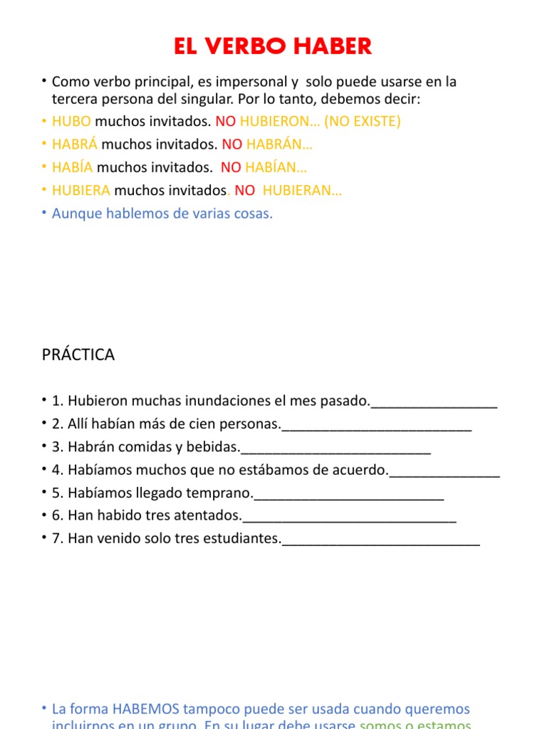 El Verbo Haber | PDF | Sintaxis | Gramática