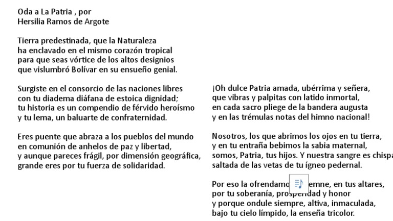 Poesía Oda a la patria | PDF