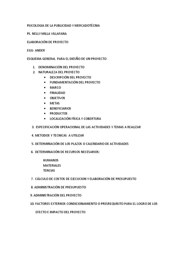 Esquema General para El Diseño de Un Proyecto | PDF