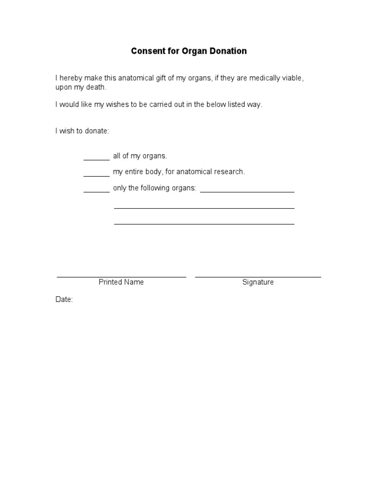 Organ Donation Consent Form | PDF