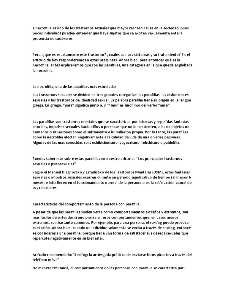 A Necrofilia e | PDF | Pedofilia | Manual Diagnóstico y Estadístico de ...