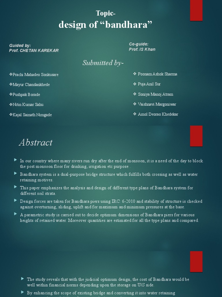 KT Bandhara - Redesign | PDF | Dam | Specification (Technical Standard)