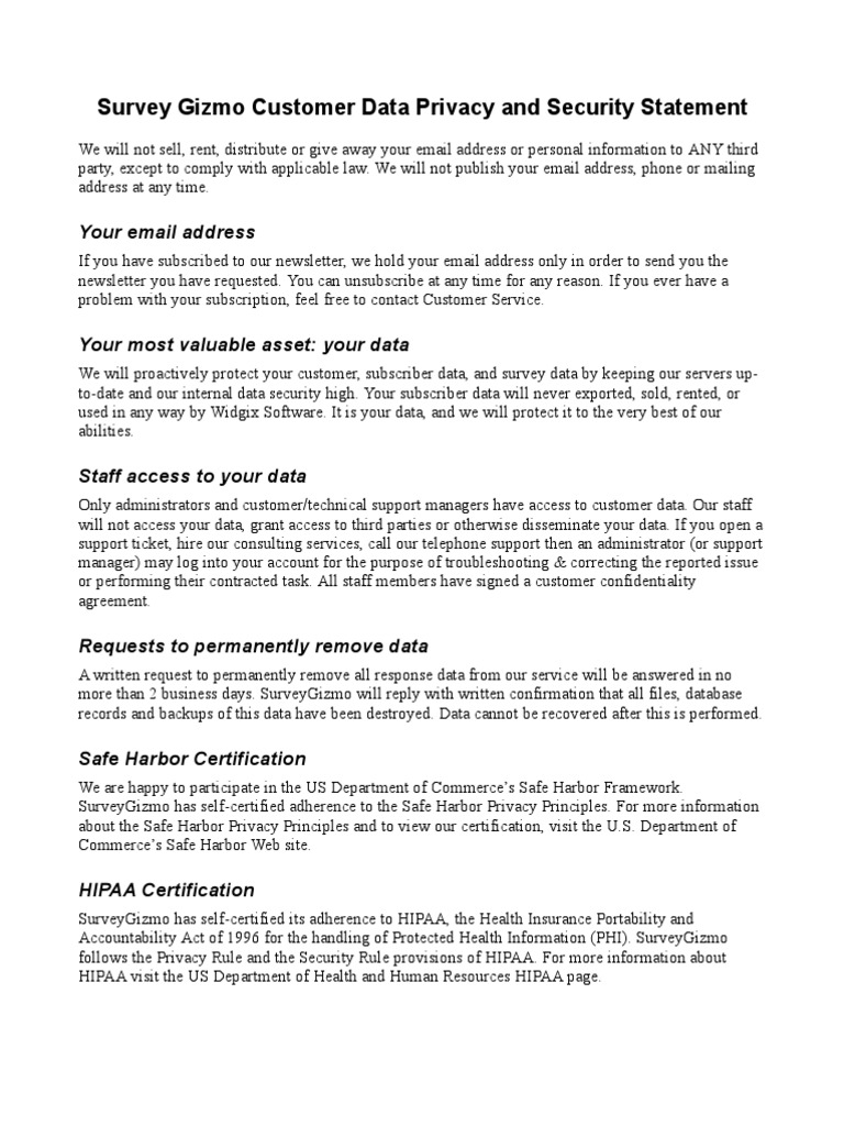 SurveyGizmo Data Privacy Overview | PDF | Computer Security | Security
