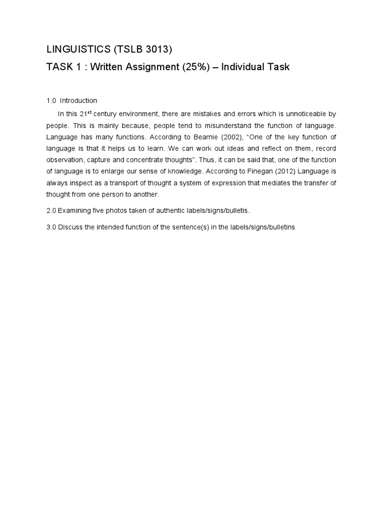 Linguistics Assignment | PDF | Linguistics | English Language