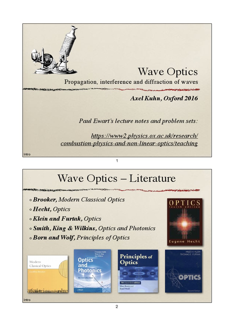 Wave Optics: Propagation, Interference and Diffraction of Waves | PDF | Optics | Electromagnetic ...