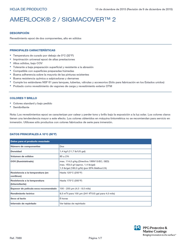 Sigmacover 2 | PDF | Acero | Química