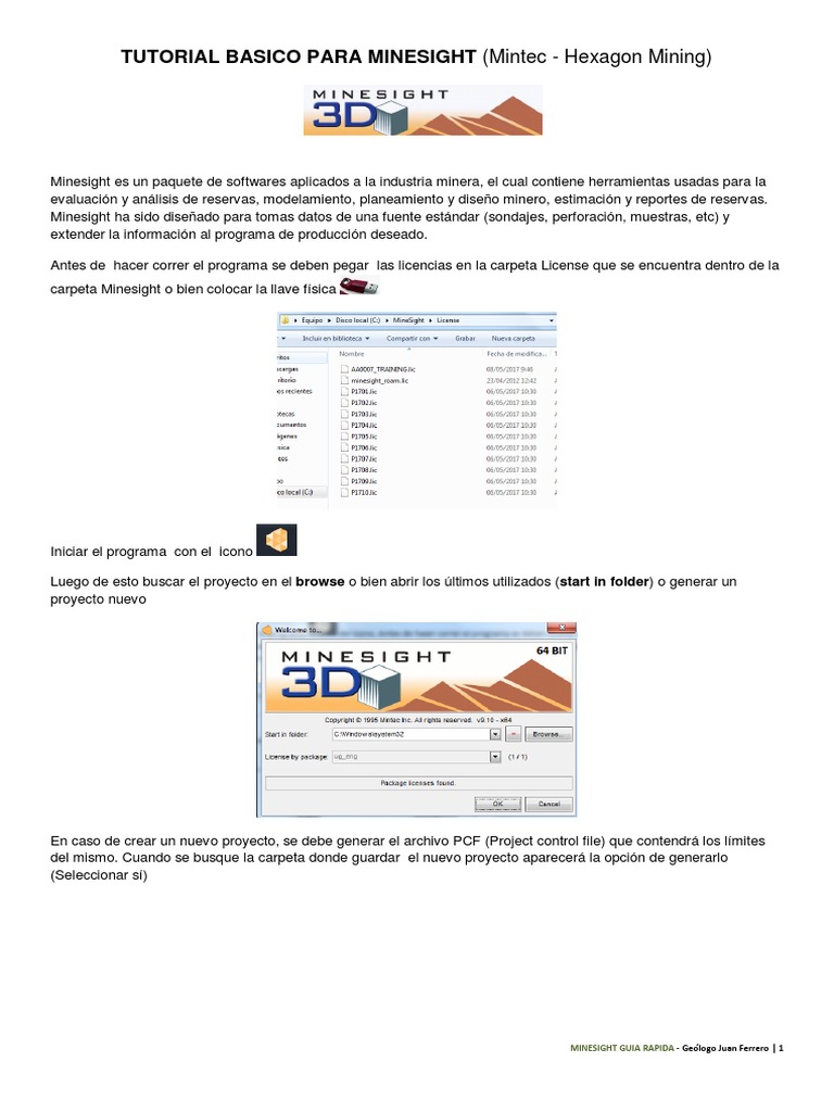 Guia Rapida Minesight PDF | PDF | Ventana (informática) | Archivo de computadora