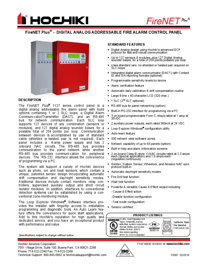 Firenet Plus - Digital Analog Addressable Fire Alarm Control Panel | PDF | Amplifier | Relay