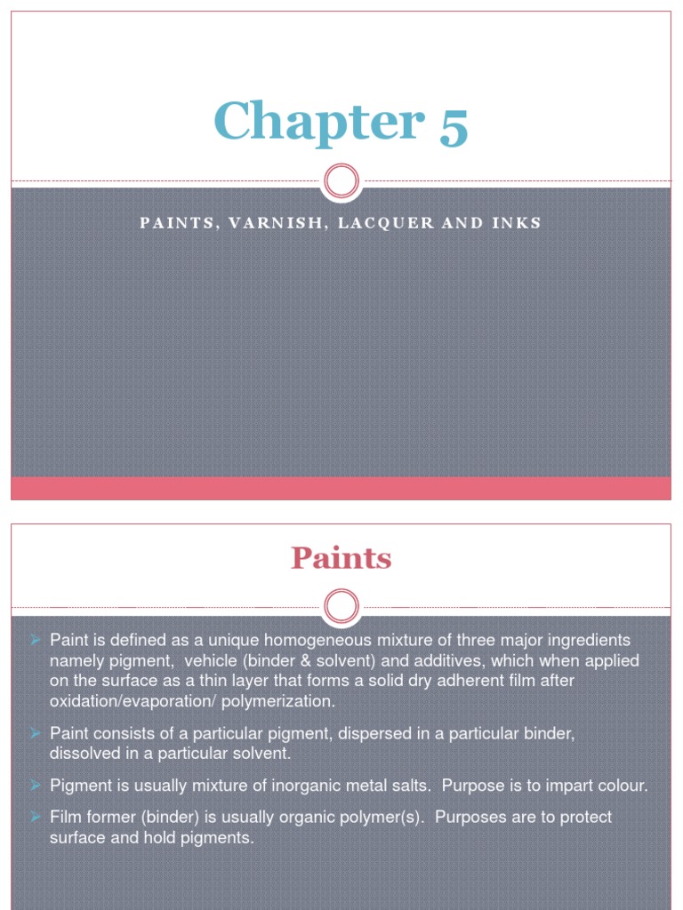 Paints, Varnishes and Inks Guide | PDF | Varnish | Ink