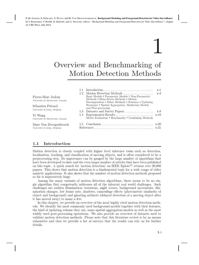 Overview and Benchmarking of Motion Detection Methods | PDF | Image Segmentation | Eigenvalues ...