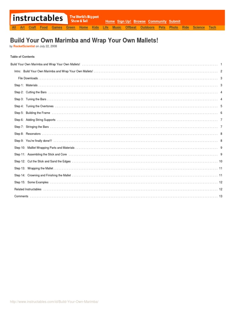 Build Your Own Marimba Guide | PDF | String Instruments | Nature
