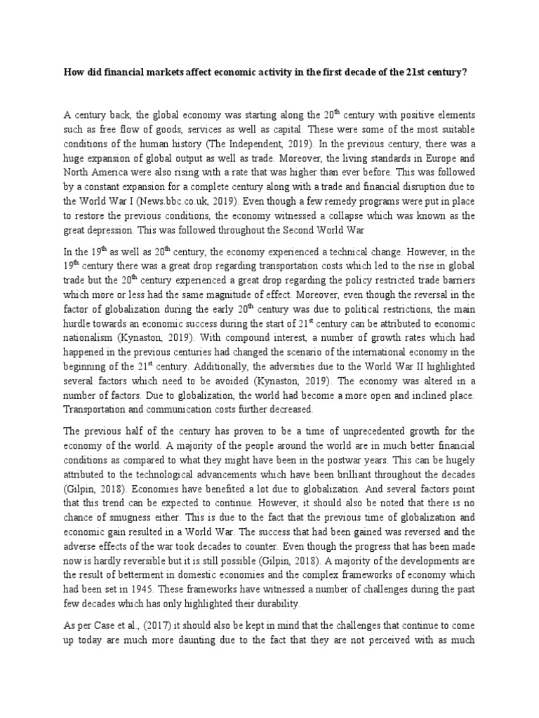 Impact of Financial Markets on 21st Century Economy | PDF ...
