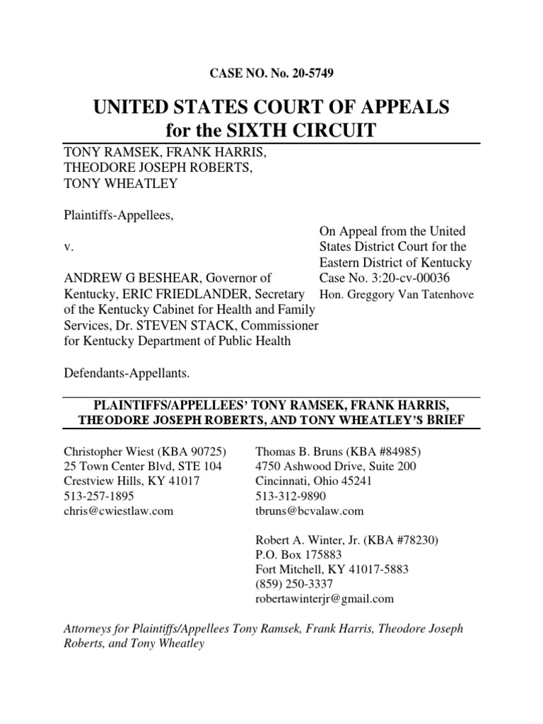 United States Court of Appeals For The Sixth Circuit: CASE NO. No. 20 ...