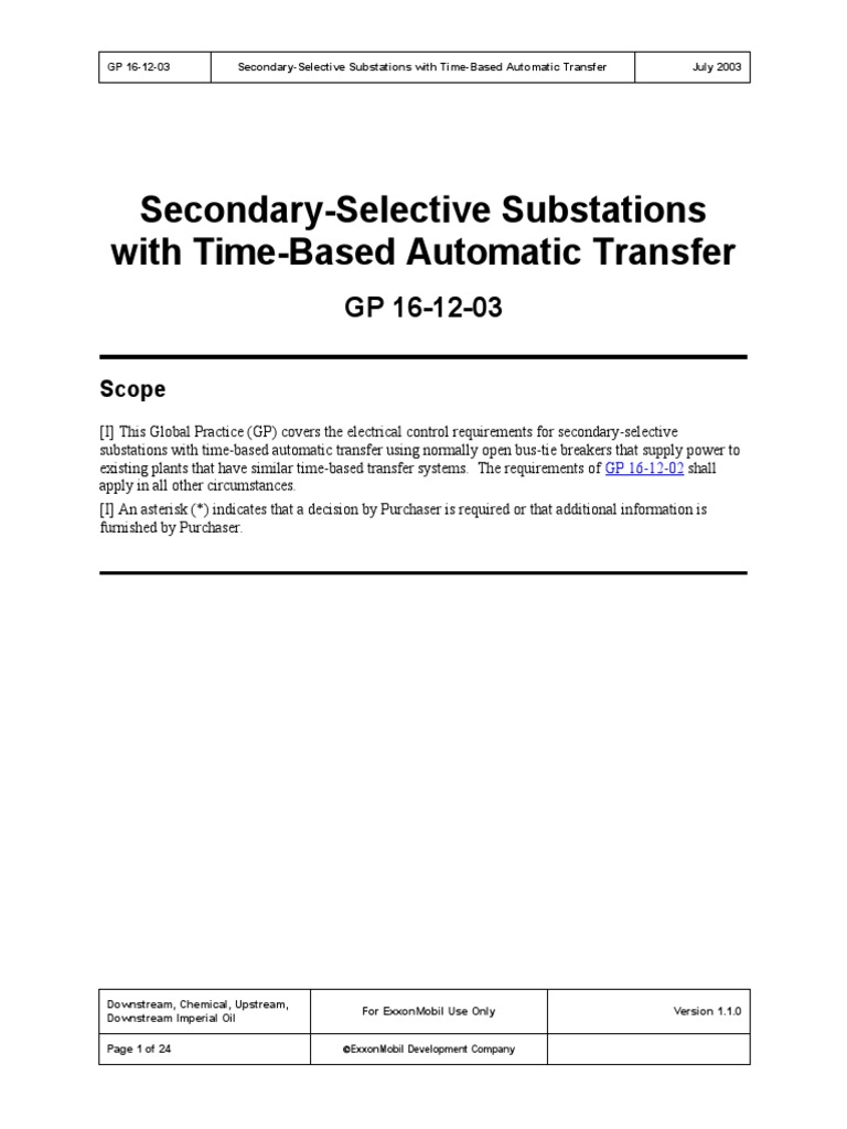 Secondary-Selective Substations With Time-Based Automatic Transfer ...