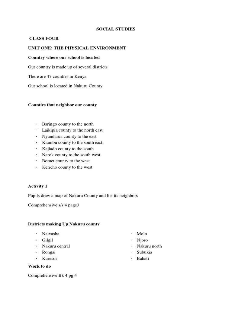 SOCIAL STUDIES NOTES GRADE 4 Teacher - Co - .Ke | PDF | Savanna | River
