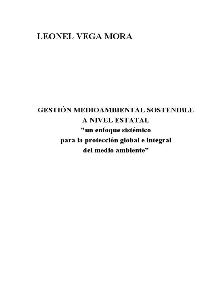 LEONEL VEGA MORA Gestion Medioambiental PDF | PDF | Desarrollo sostenible | Entorno natural