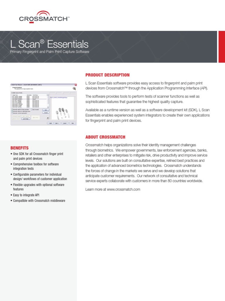 L Scan Essentials: Product Description | PDF | Fingerprint | Image Scanner