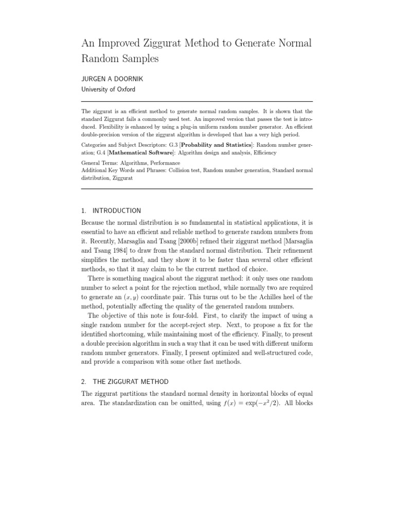 Ziggurat Algorithm | PDF | 64 Bit Computing | Randomness