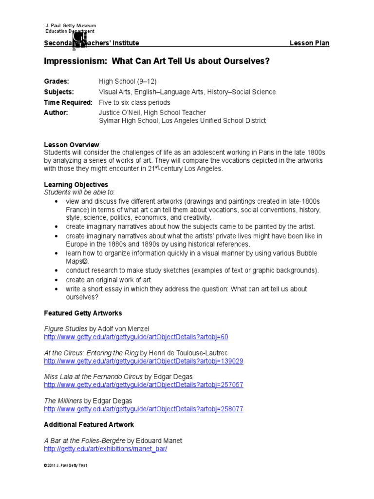 Impressionism: What Can Art Tell Us About Ourselves?: Secondary ...