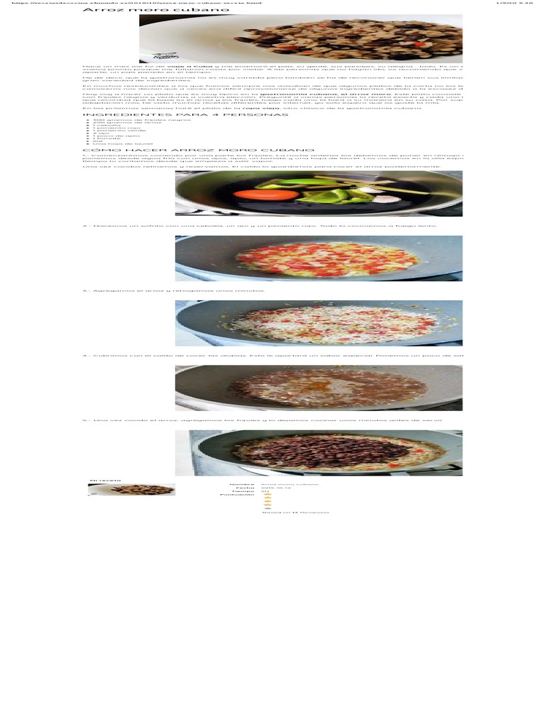 Arroz Moro Cubano | PDF | Alimentos | Cocina
