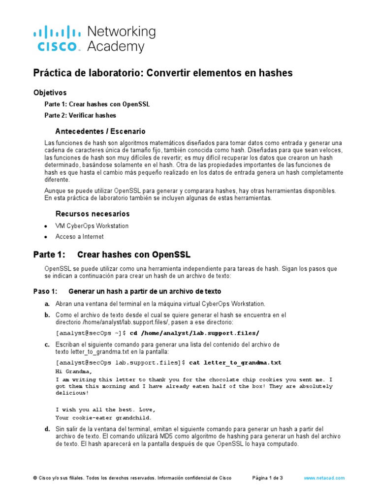 9.1.2.5 Lab - Hashing Things Out | PDF | Datos de computadora | Criptografía