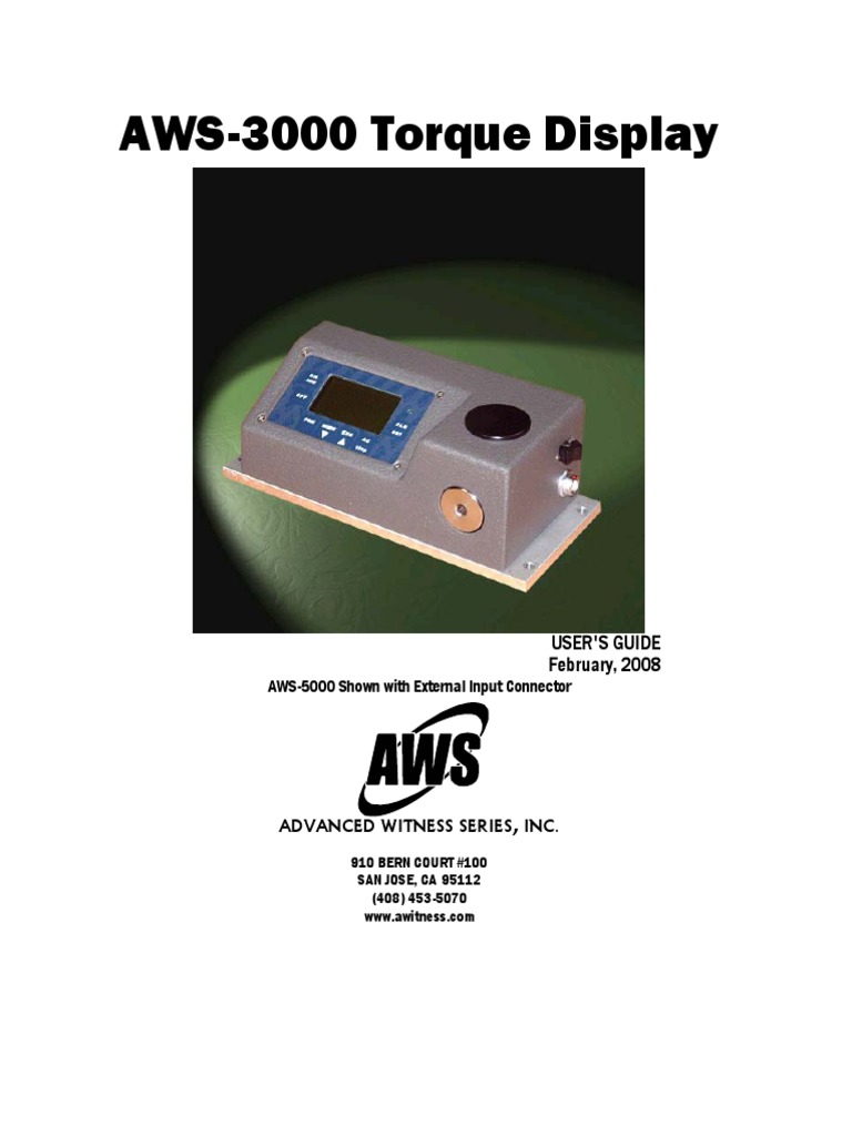AWS-3000 Torque Display: AWS-5000 Shown With External Input Connector ...